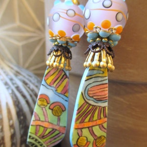 Dandy Doodles Artisan Ceramic Earrings, Whimsical Abstract Art Hand ...