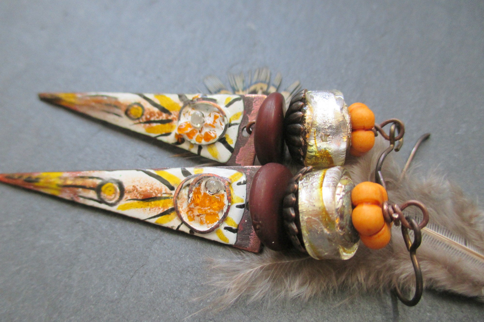 Tribal Spikes Earrings Artisan Ethnic Spikes Drops Colorful - Etsy UK