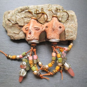 Extreme Opposites Tribal Earrings, Artisan Ceramic Mask Dangles ...