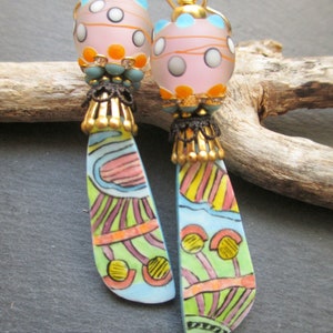 Dandy Doodles Artisan Ceramic Earrings, Whimsical Abstract Art Hand ...