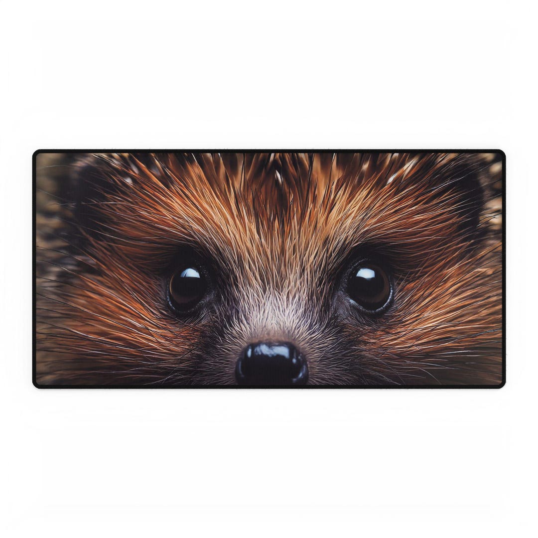 Wildlife Desk Mat, Hedgehog Eyes Close Up, Hog Lover Gift, Unique Desk ...