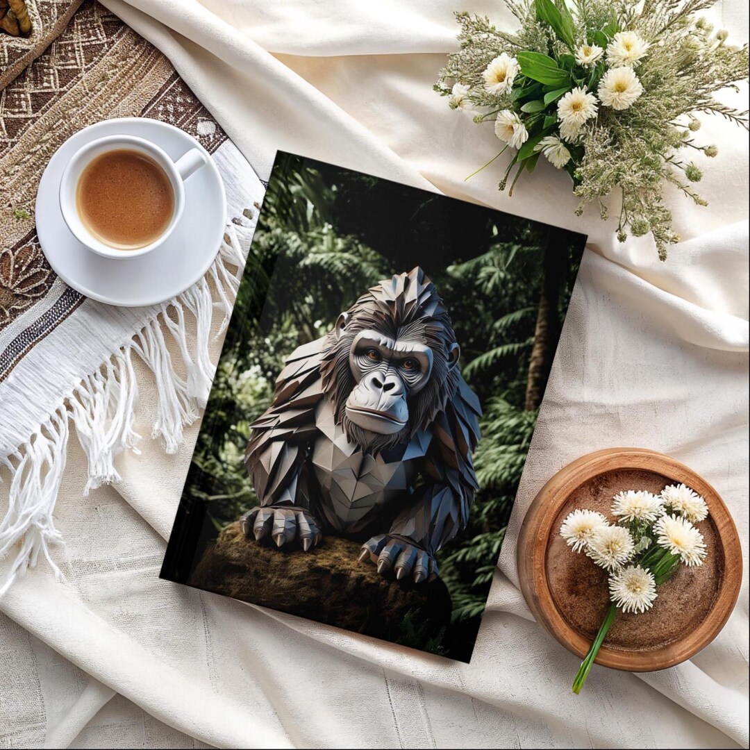 Origami Style Gorilla Journal, Cute Animal Notebook, Wildlife Diary ...