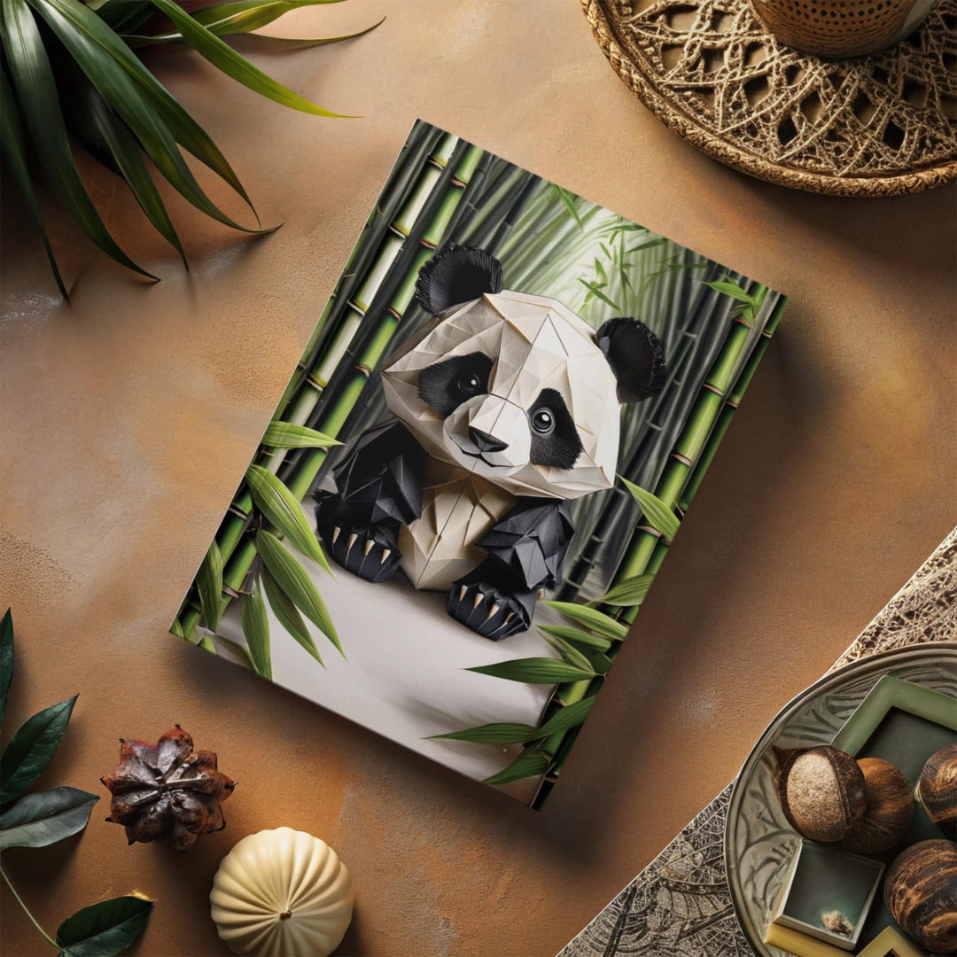 Origami Panda Bear Journal, Cute Paper Animal Notebook, Wildlife Diary ...