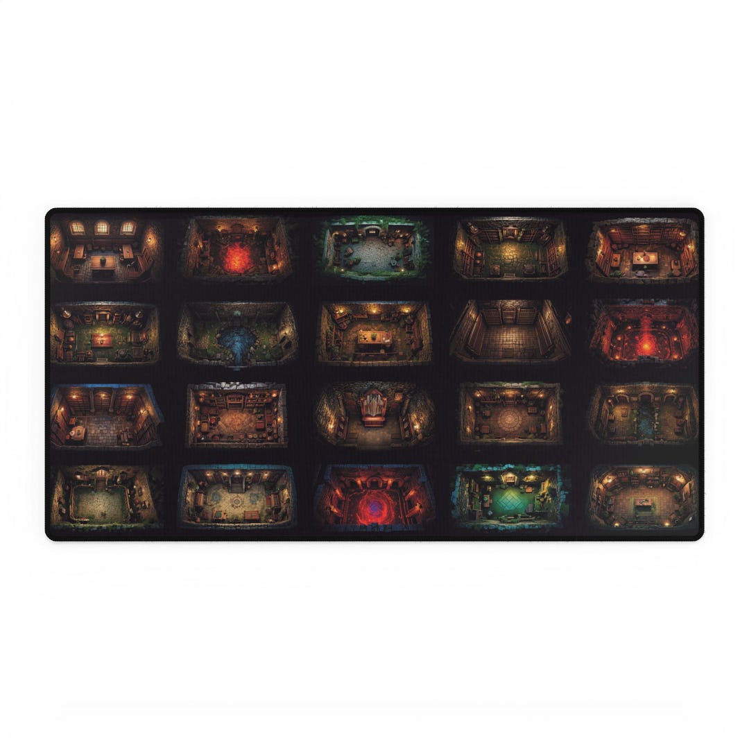 Tabletop Gaming Desk Mat, D&D Desk Accessory, Dungeon Desk Decor, Multi ...