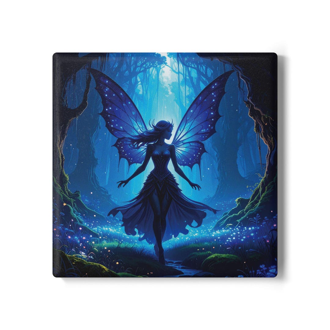 Ceramic Coaster, Woodland Nymph Moonbeams Drink Holder, Forest Scene ...