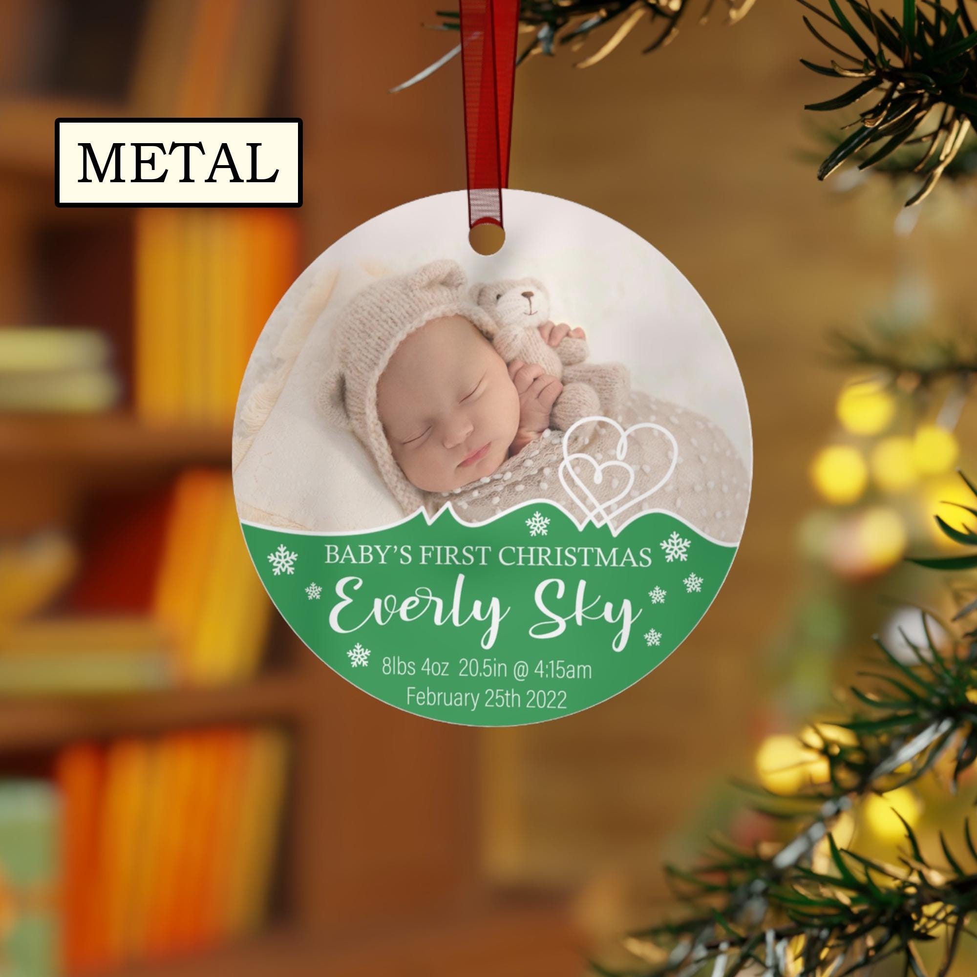 Baby's First Christmas Glass Ornament, Personalized Photo Ornament ...