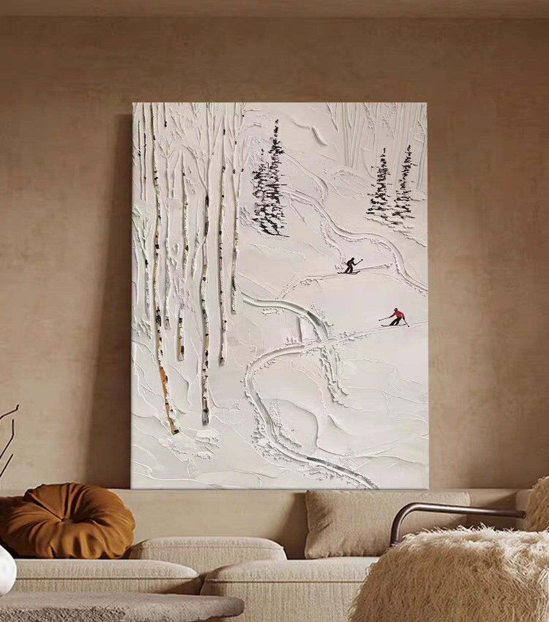 Original Ski Sport Painting, Custom Texture Wall Art, Personalized Gift ...