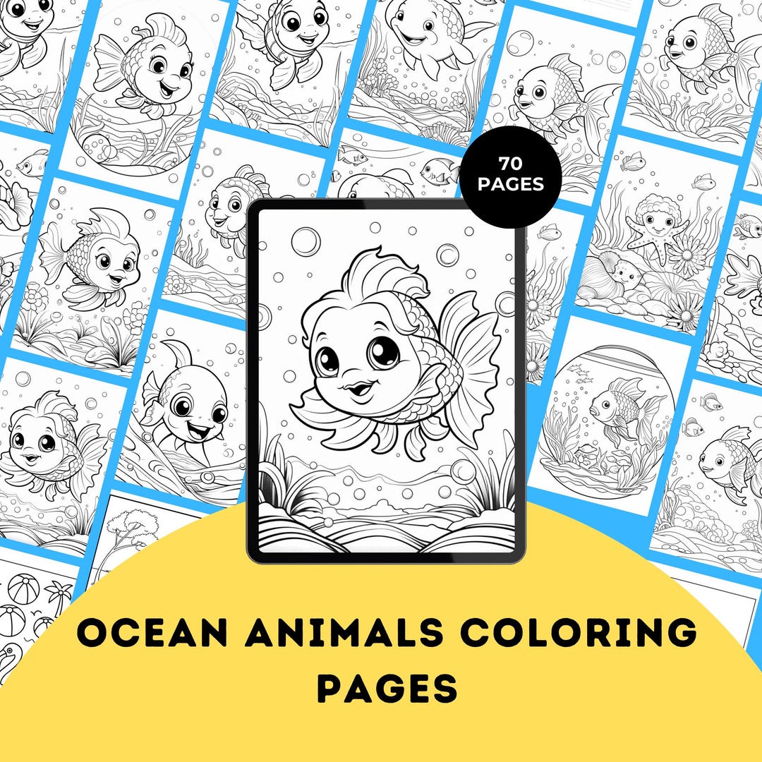 Ocean Animals Coloring Pages– Sea Life Printable for Kids– Instant ...