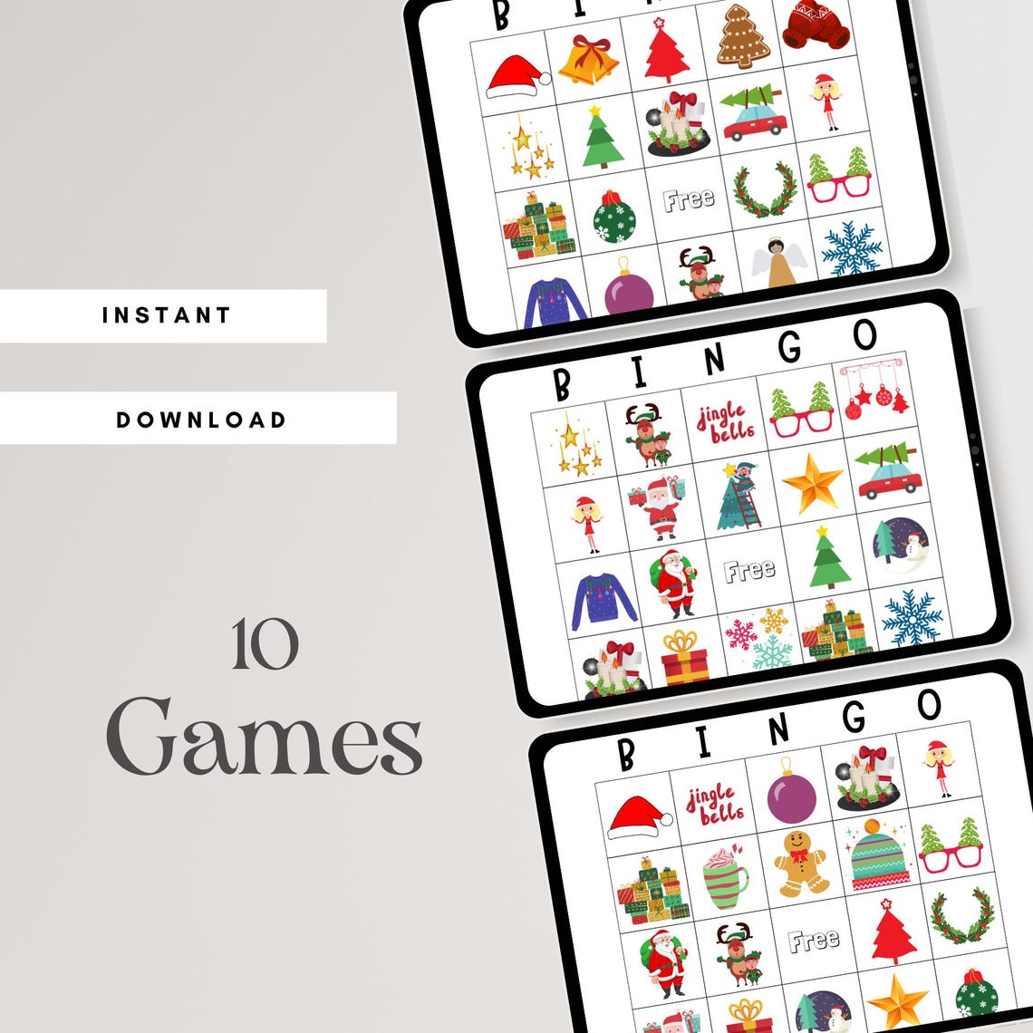 Christmas Bingo Game: 10 Printable Holiday Cards (PDF) - Etsy