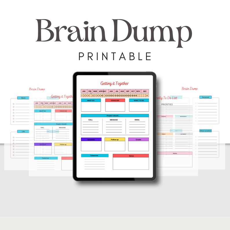 Brain Dump Template BUNDLE, to Do List Printable, ADHD Daily Planner ...