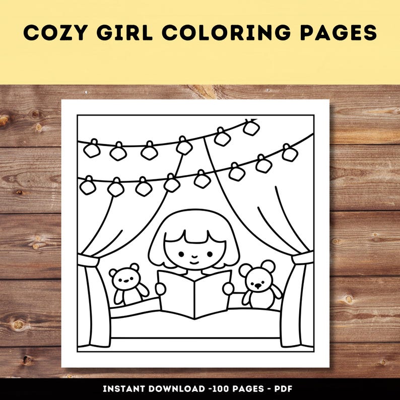 Cozy Girl Coloring Pages for Kids and Teens – Cute Cozy Aesthetic ...