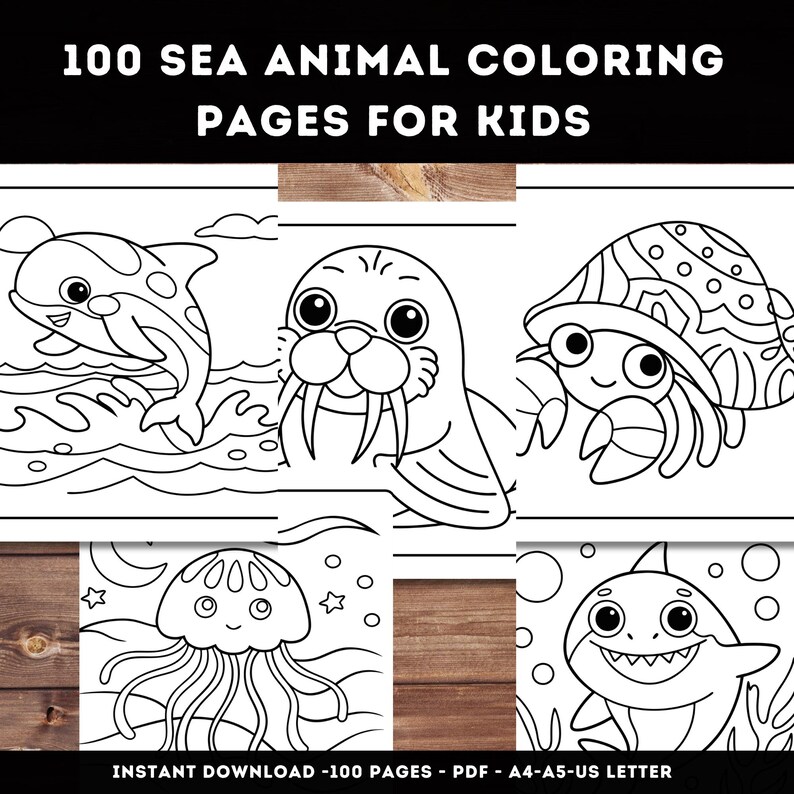 Sea Animal Coloring Pages: 100 Ocean Creatures (digital Download) - Etsy