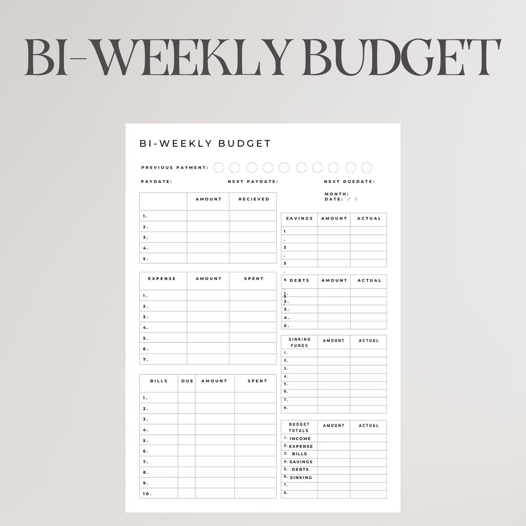 Bi-weekly Budget Planner: Editable Finance Tracker (PDF Printable) - Etsy