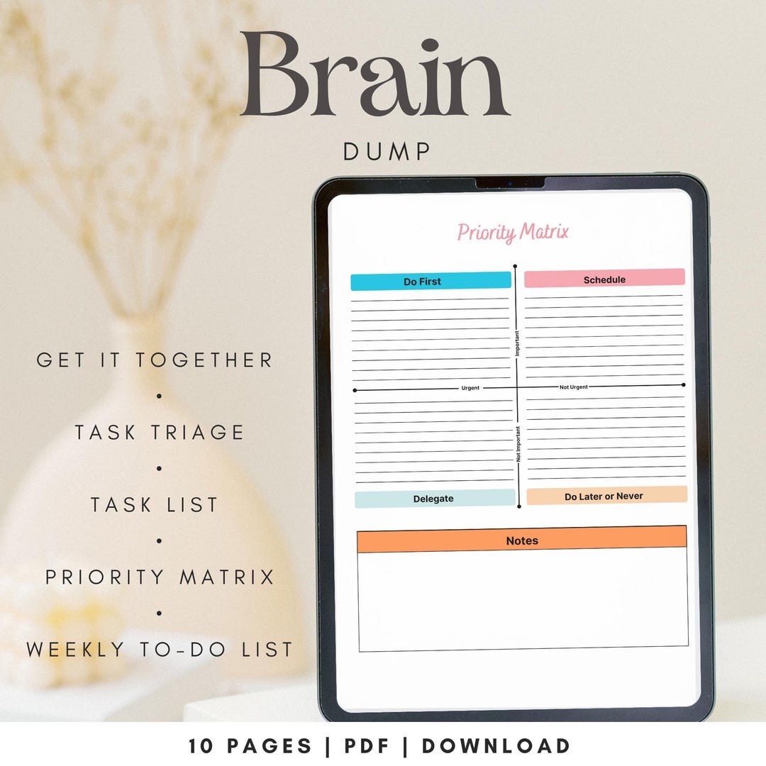 Brain Dump Template BUNDLE, to Do List Printable, ADHD Daily Planner ...