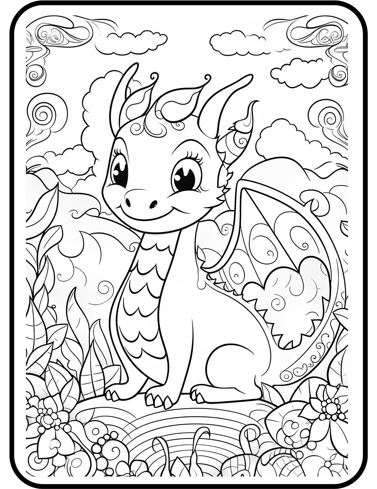 15 Pages Dragon Coloring, Instant Download Coloring Page, Printable PDF ...