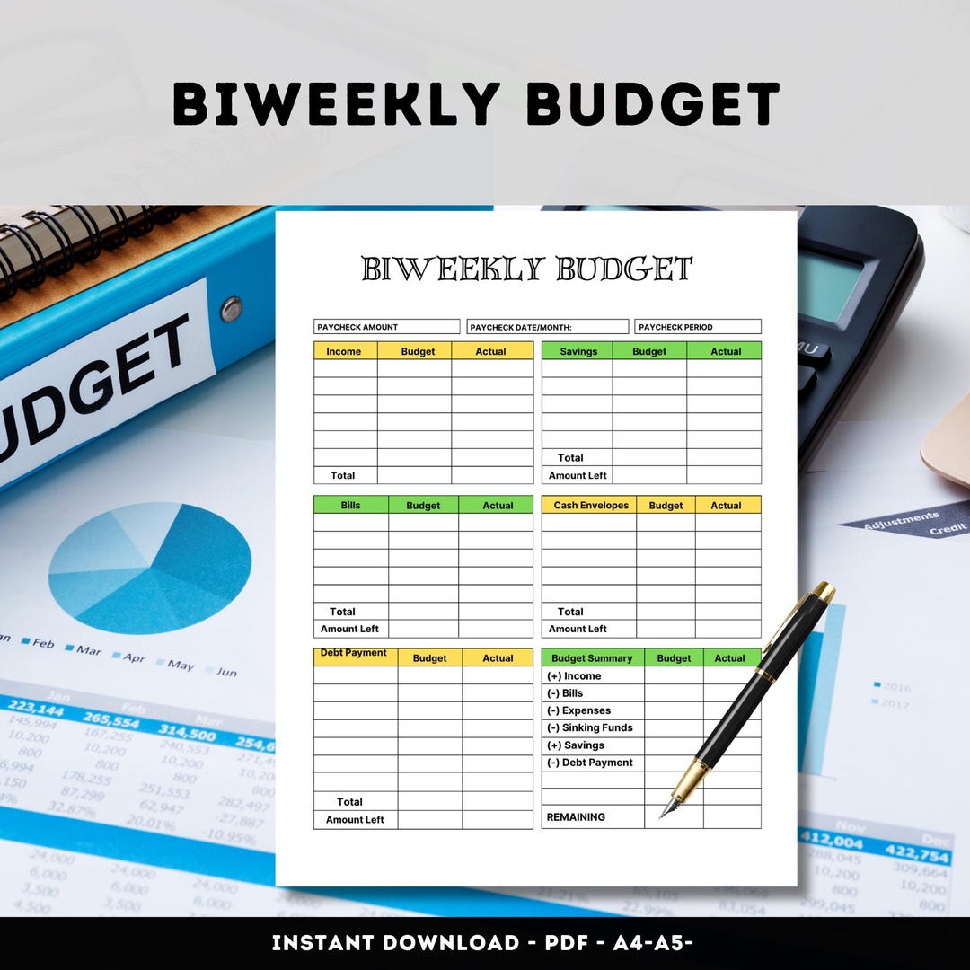 Biweekly Budget Planner Printable PDF | Paycheck Budgeting Worksheet ...