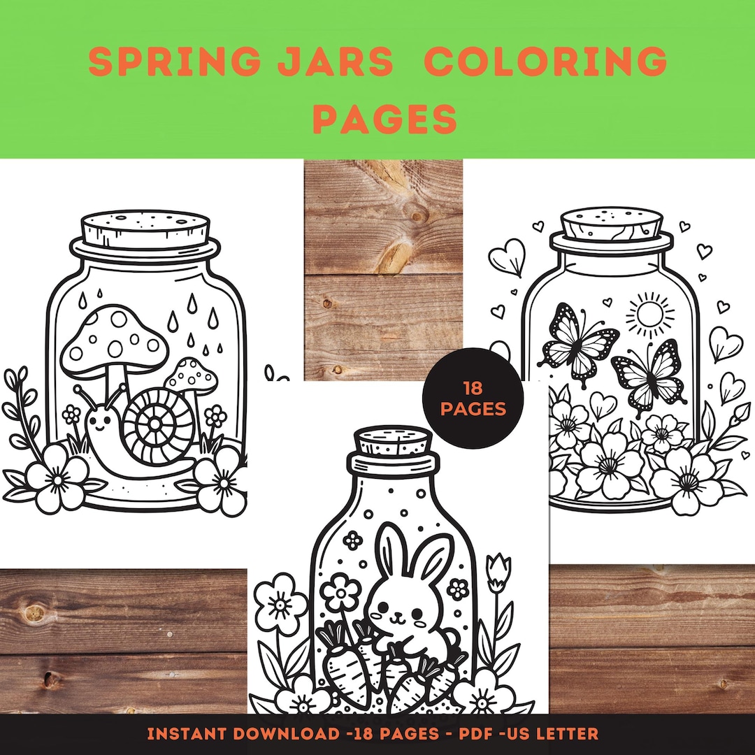 Spring Jar Coloring Pages – 18 Floral Designs (PDF) - Etsy