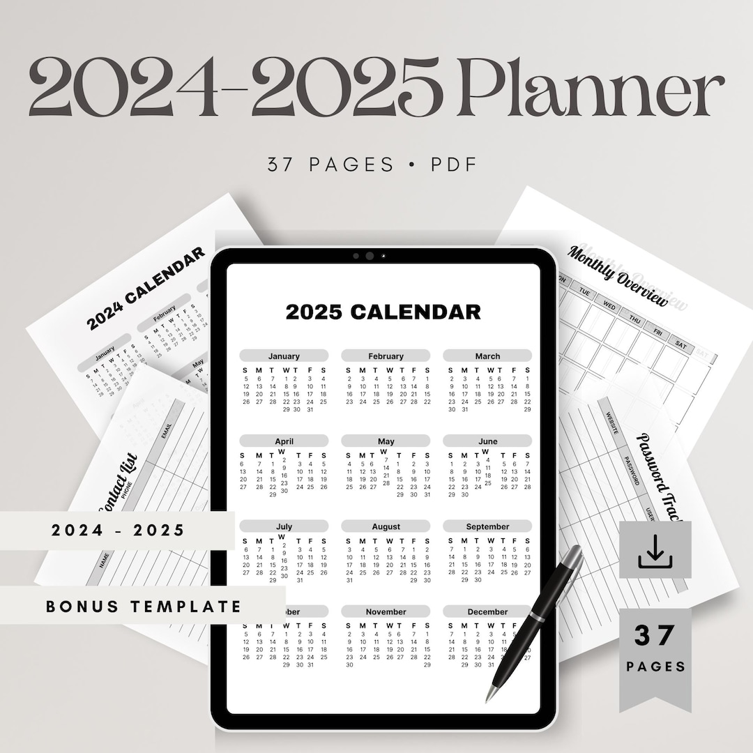 2024 2025 Planner,printable Planner, Personal Planner Bundle,2024 2025 ...