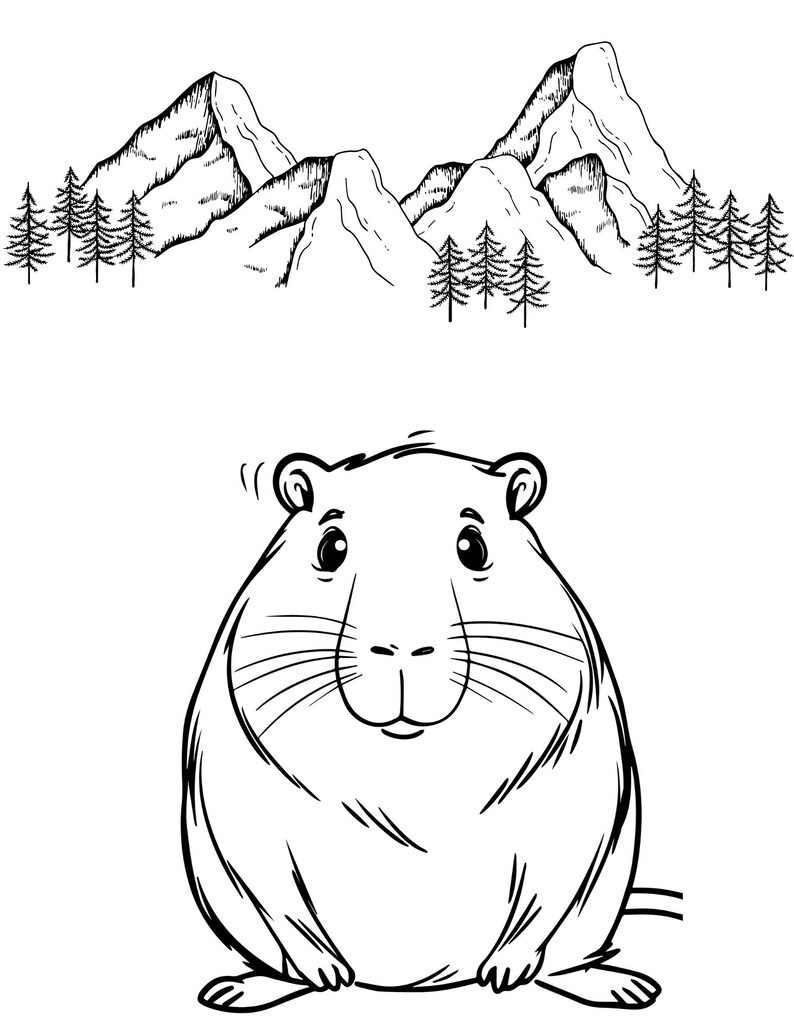 Capybara Coloring 15 Pages for Kids, Adorable Capybara Coloring Page ...
