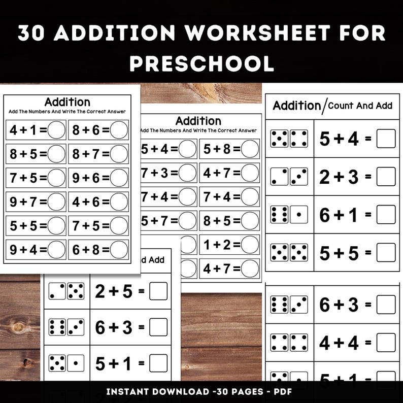 30 Addition Worksheet for Preschool,addition Worksheet,math Worksheets ...