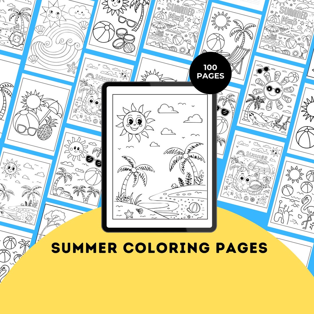 Summer Coloring Pages for Kids: 100 Printable Beach & Ice Cream Designs ...