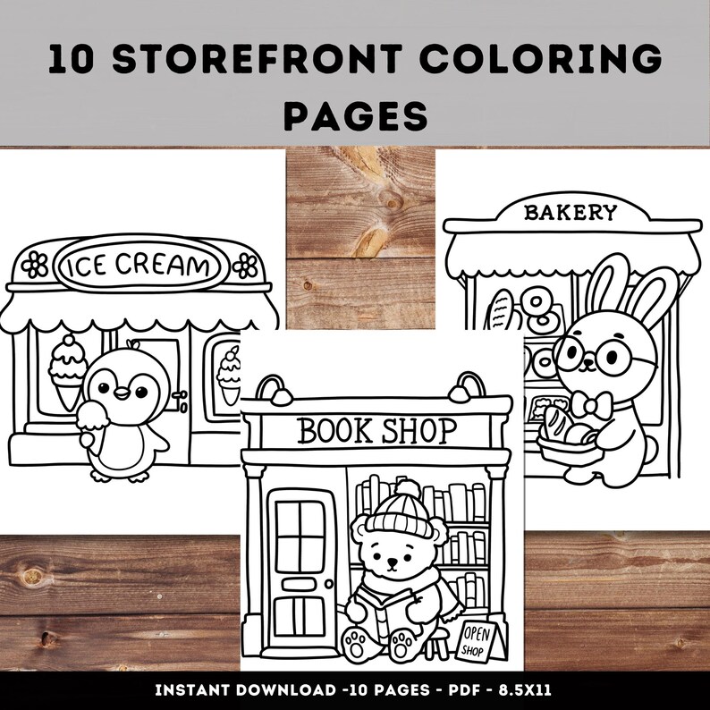 10 Storefront Coloring Pages for Kids & Adults – Printable Shop Fronts ...
