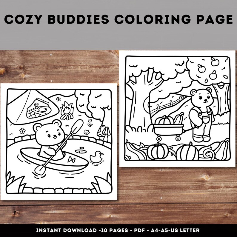 Cozy Coloring Page,bold and Easy Cozy Buddies Coloring Book,,cute ...