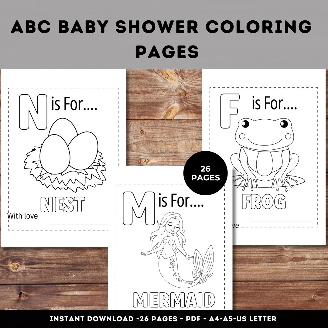 ABC Baby Shower Coloring Book – Cute Alphabet Coloring Pages for Kids ...