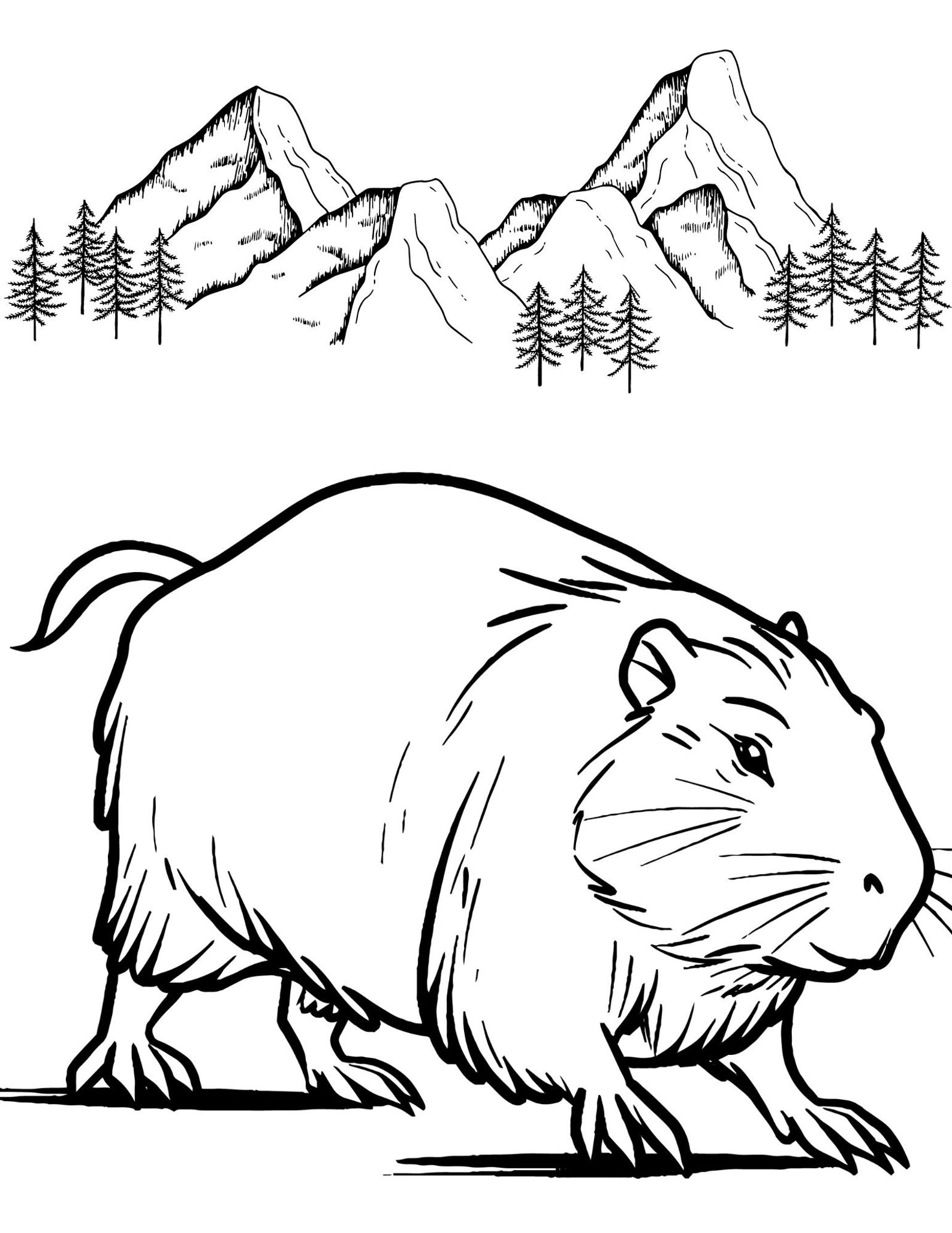 Capybara Coloring 15 Pages for Kids, Adorable Capybara Coloring Page ...