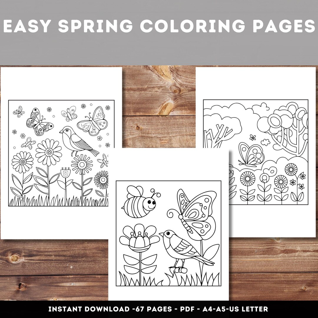 Easy Spring Coloring Pages, Activity Printables for Kids, Coloring Book ...
