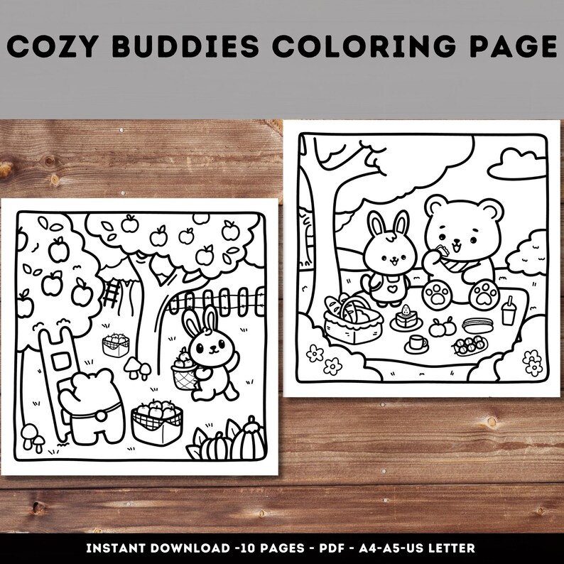 Cozy Coloring Page,bold and Easy Cozy Buddies Coloring Book,,cute ...