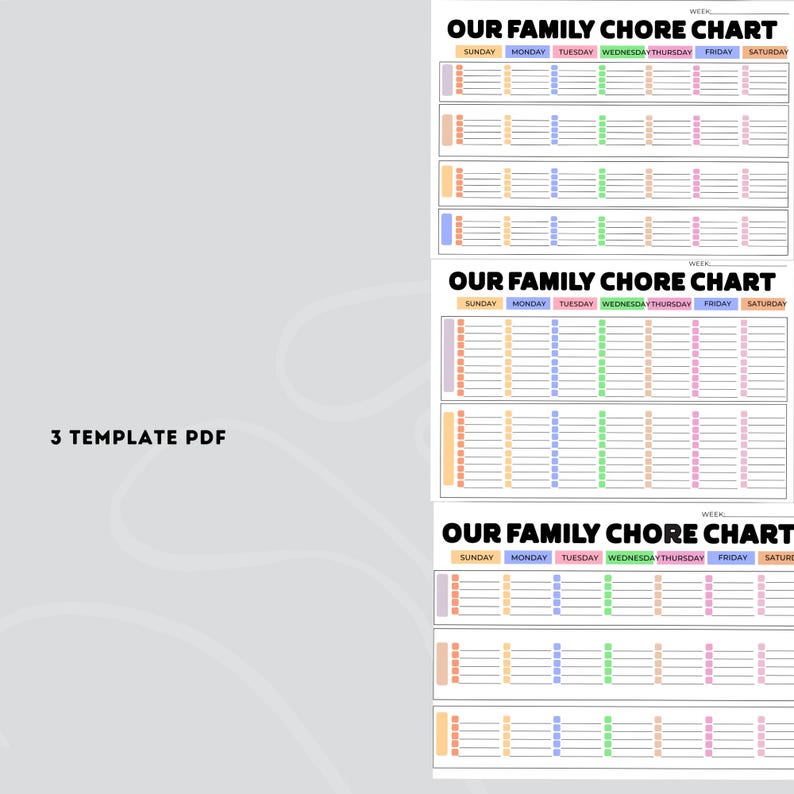 Family Chore Chart, Printable Weekly Chore List Kids, Adults Chore ...