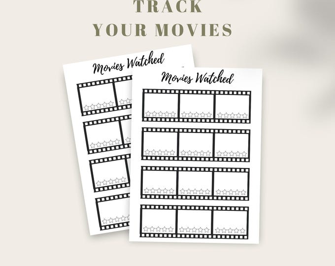 Printable & Fillable Movie Tracker, Movie Journal, Movie Review, Movie ...