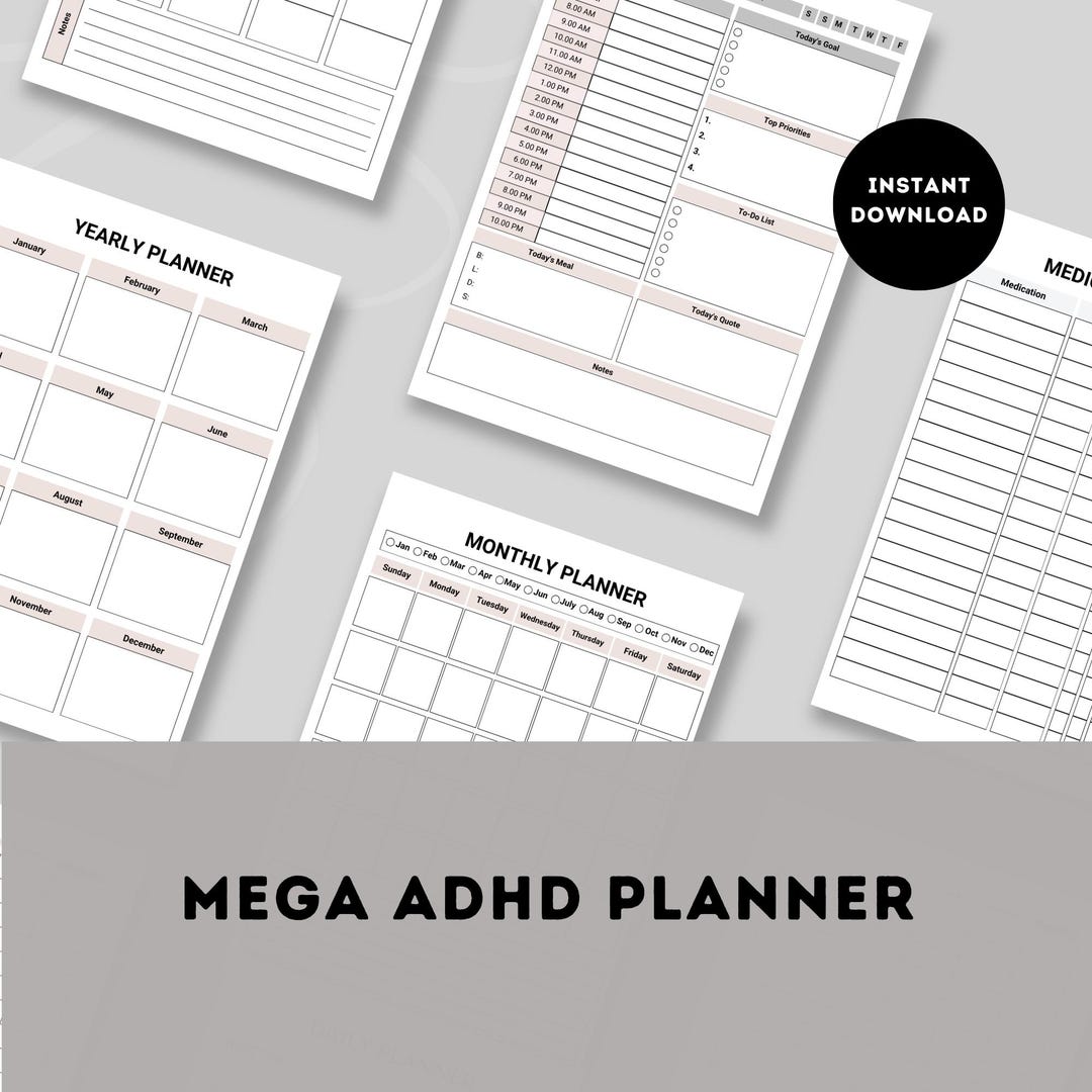 Mega Adhd Planner Bundle,adhd Cleaning Schedule,ultimate Life Planner ...