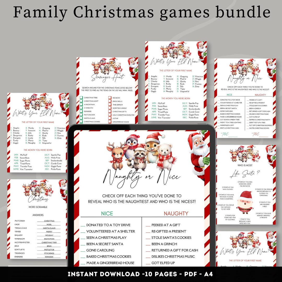Printable Christmas Games Bundle: Festive Family Activities (PDF) - Etsy