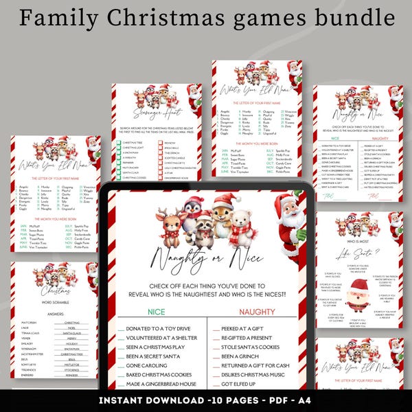 Christmas Games Printable - Etsy