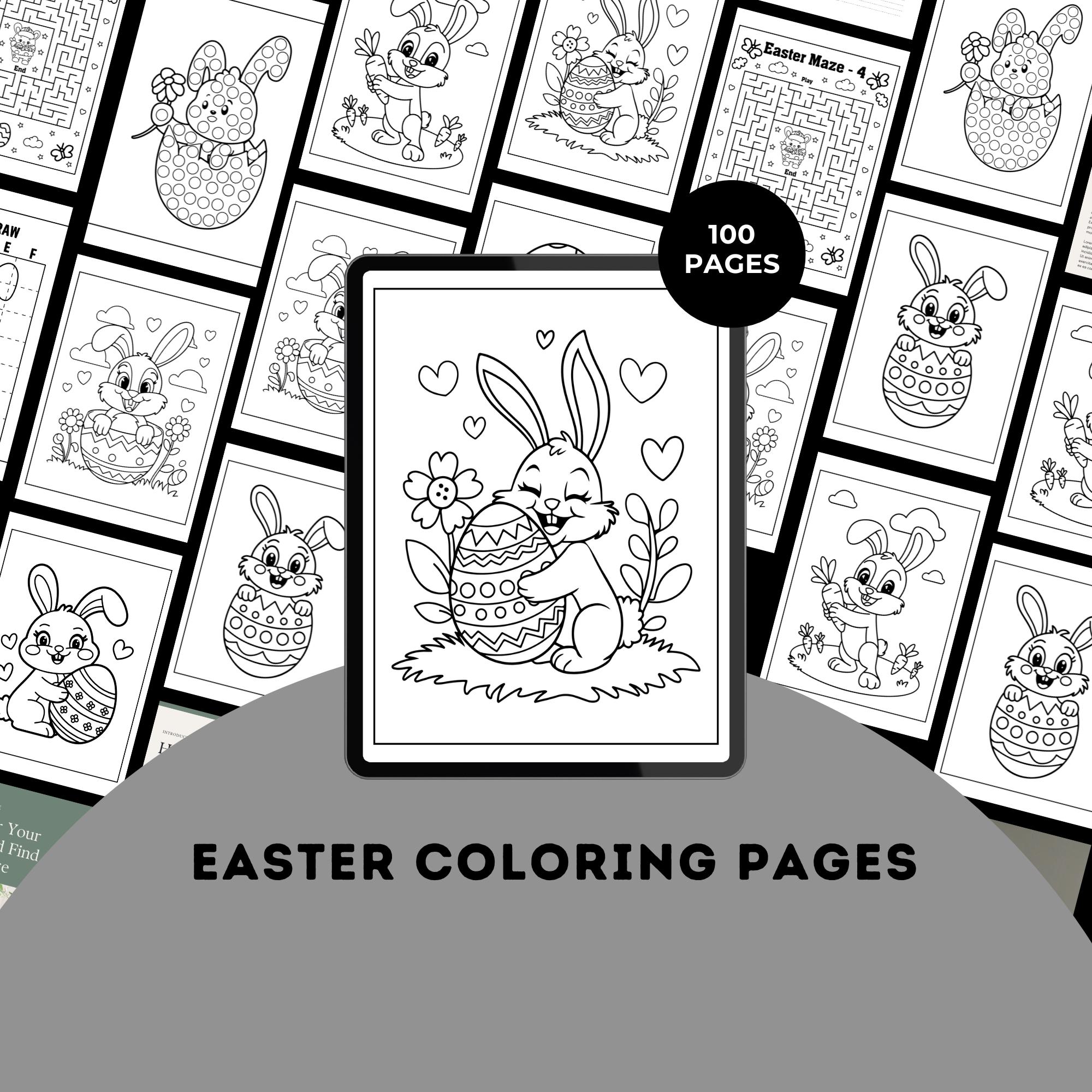 100 Easter Coloring Pages: Kids Spring Activities (digital) - Etsy