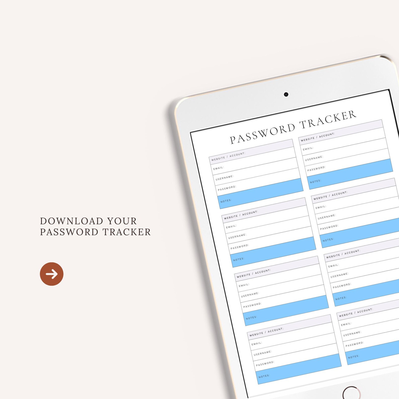 Printable Password Tracker: Simple Password Organizer (PDF) - Etsy