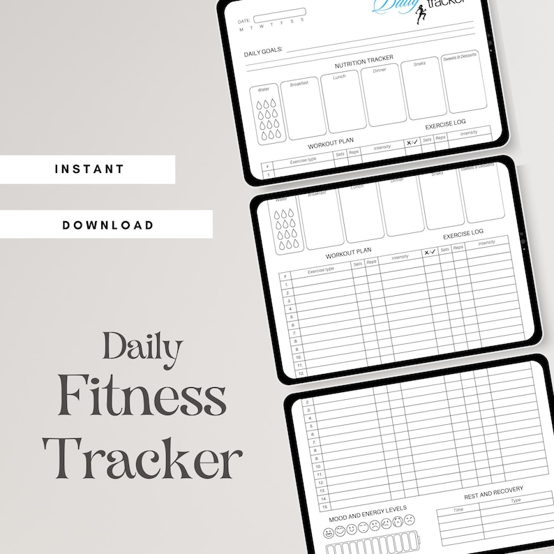 Printable Fitness Tracker, Workout Planner, Health Journal (digital ...