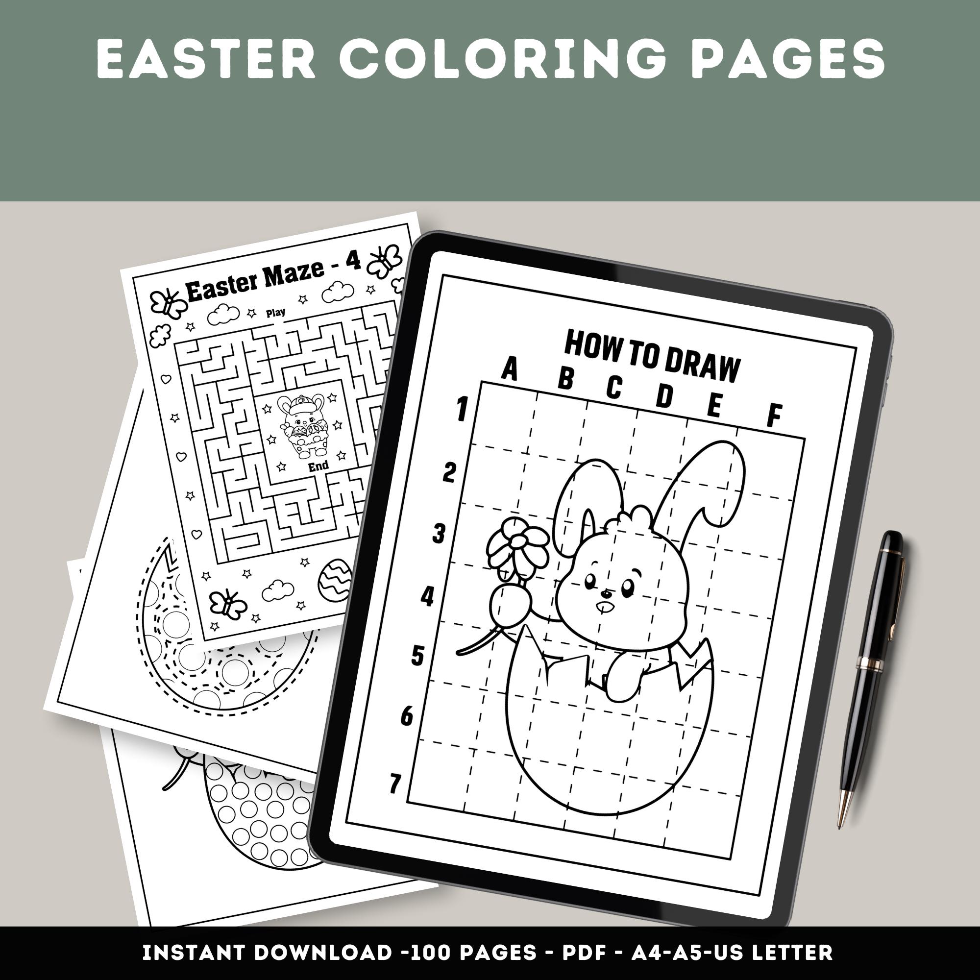 100 Easter Coloring Pages: Kids Spring Activities (digital) - Etsy