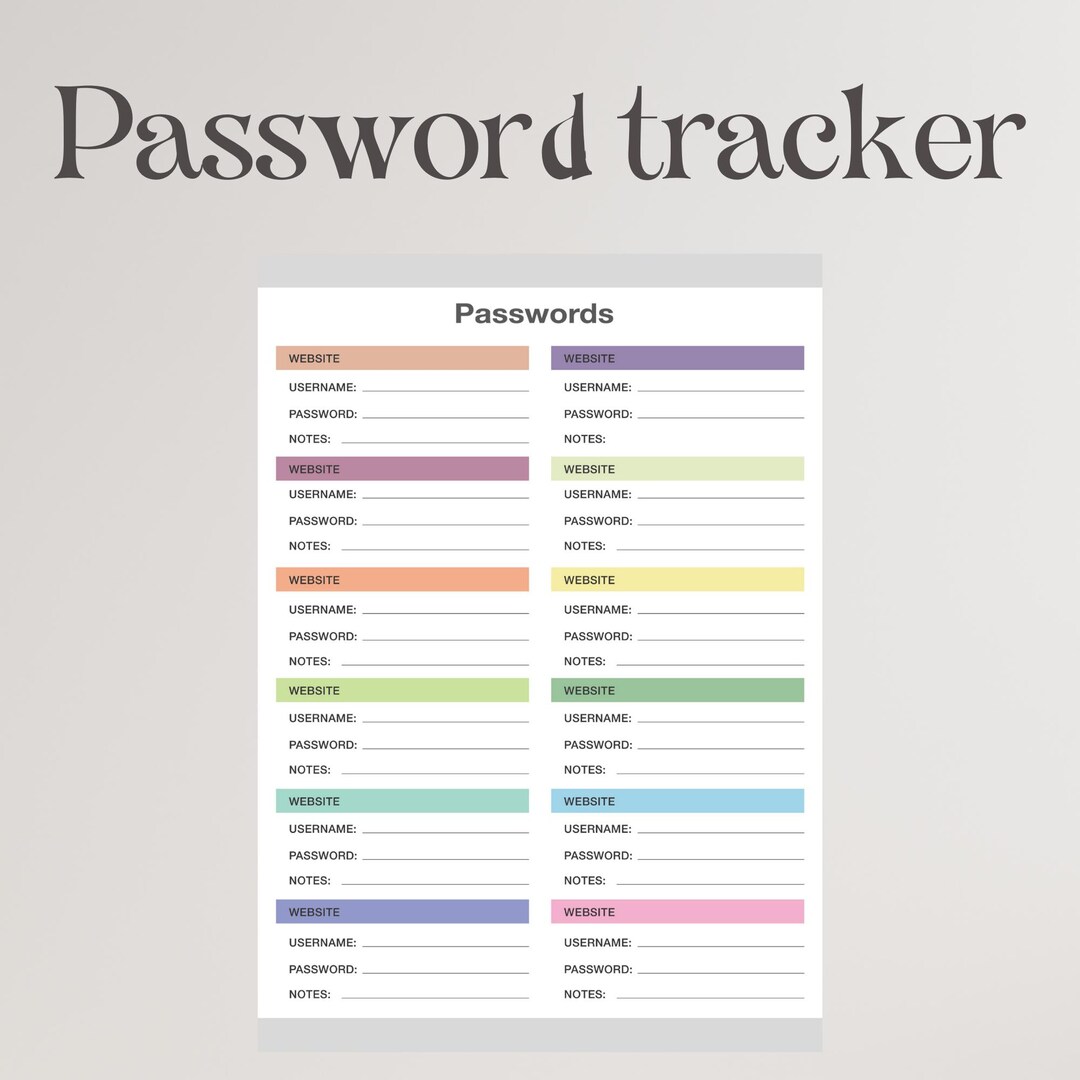 Big Happy Planner Password Tracker: Printable Inserts (PDF Download) - Etsy