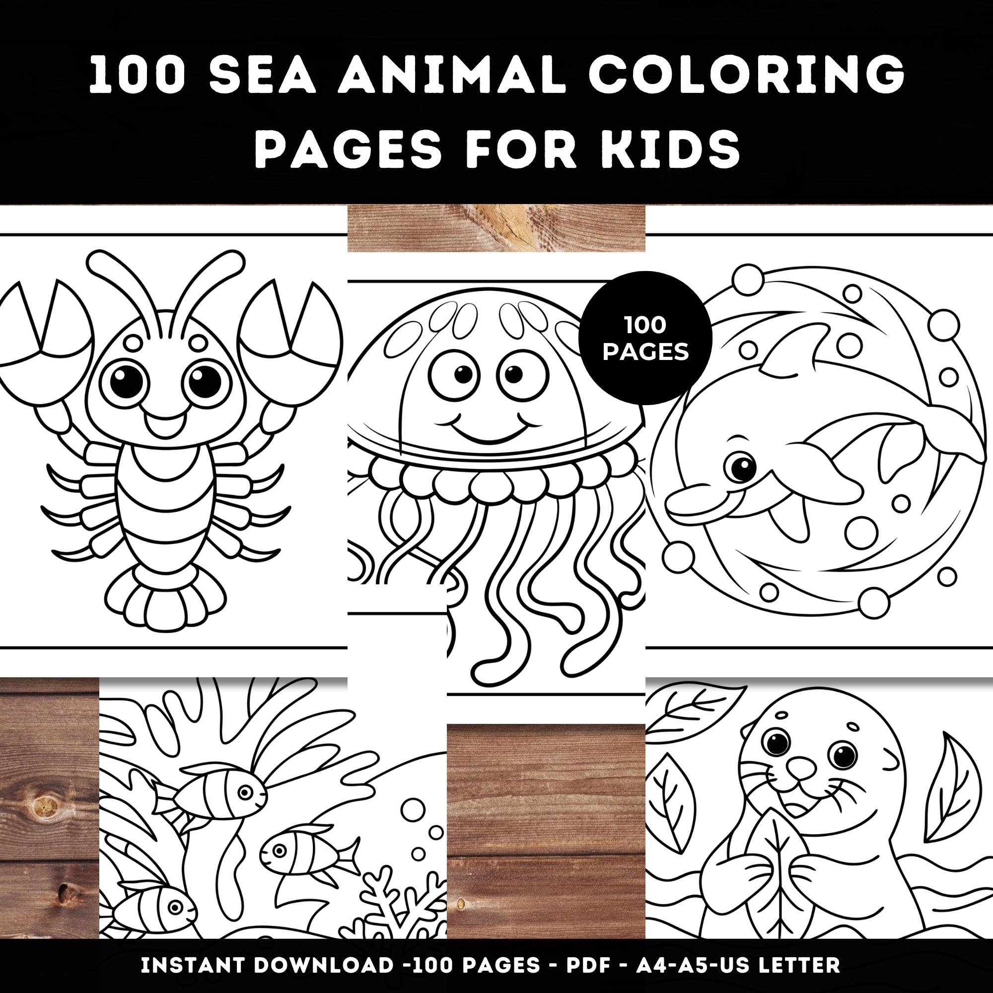 Sea Animal Coloring Pages: 100 Ocean Creatures (digital Download) - Etsy