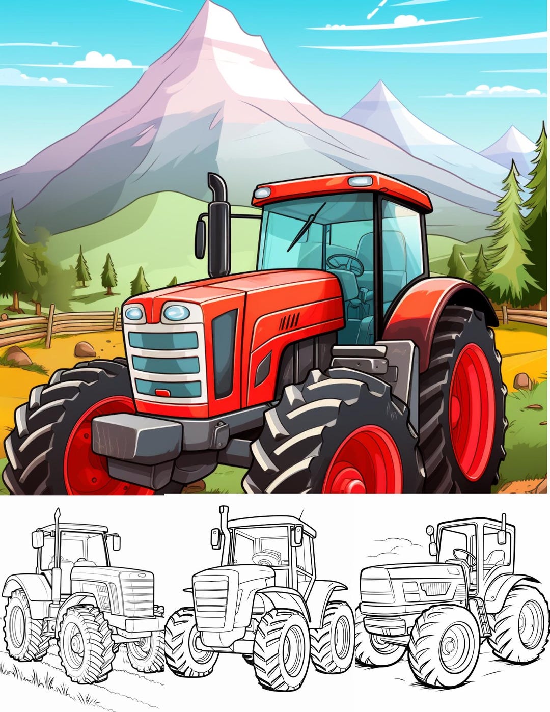 Tractor Coloring Pages for Kids: Farm Fun (instant Download) - Etsy