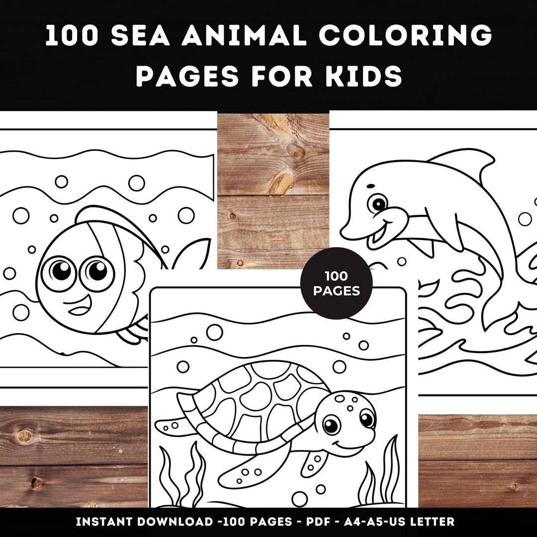 Sea Animal Coloring Pages: 100 Ocean Creatures (digital Download) - Etsy