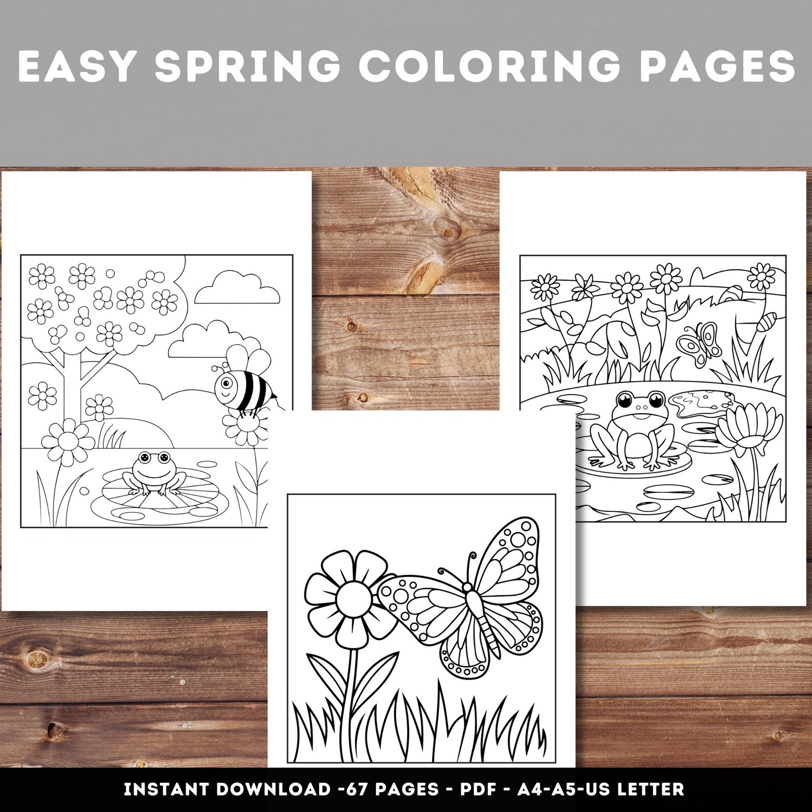 Easy Spring Coloring Pages, Activity Printables for Kids, Coloring Book ...