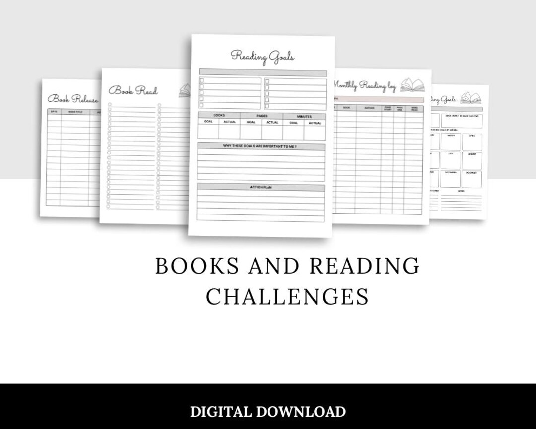 READING JOURNAL Bundle,printable Reading Challenge,book Review Log Book ...
