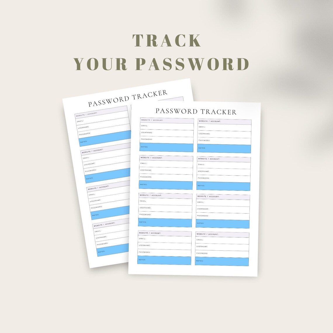 Printable Password Tracker: Simple Password Organizer (PDF) - Etsy