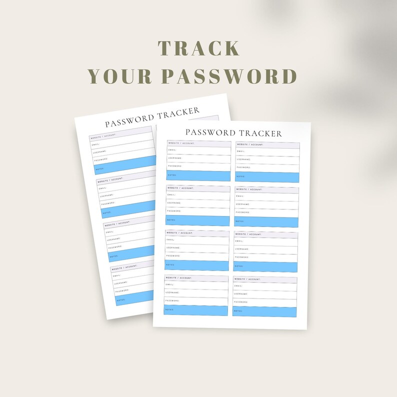 Printable Password Tracker: Simple Password Organizer (PDF) - Etsy