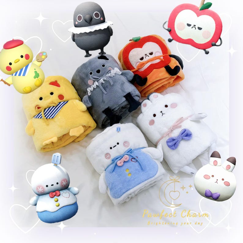 Love&deepspace Character Inspired Kawaii Animal Plush Roll Blanket ...