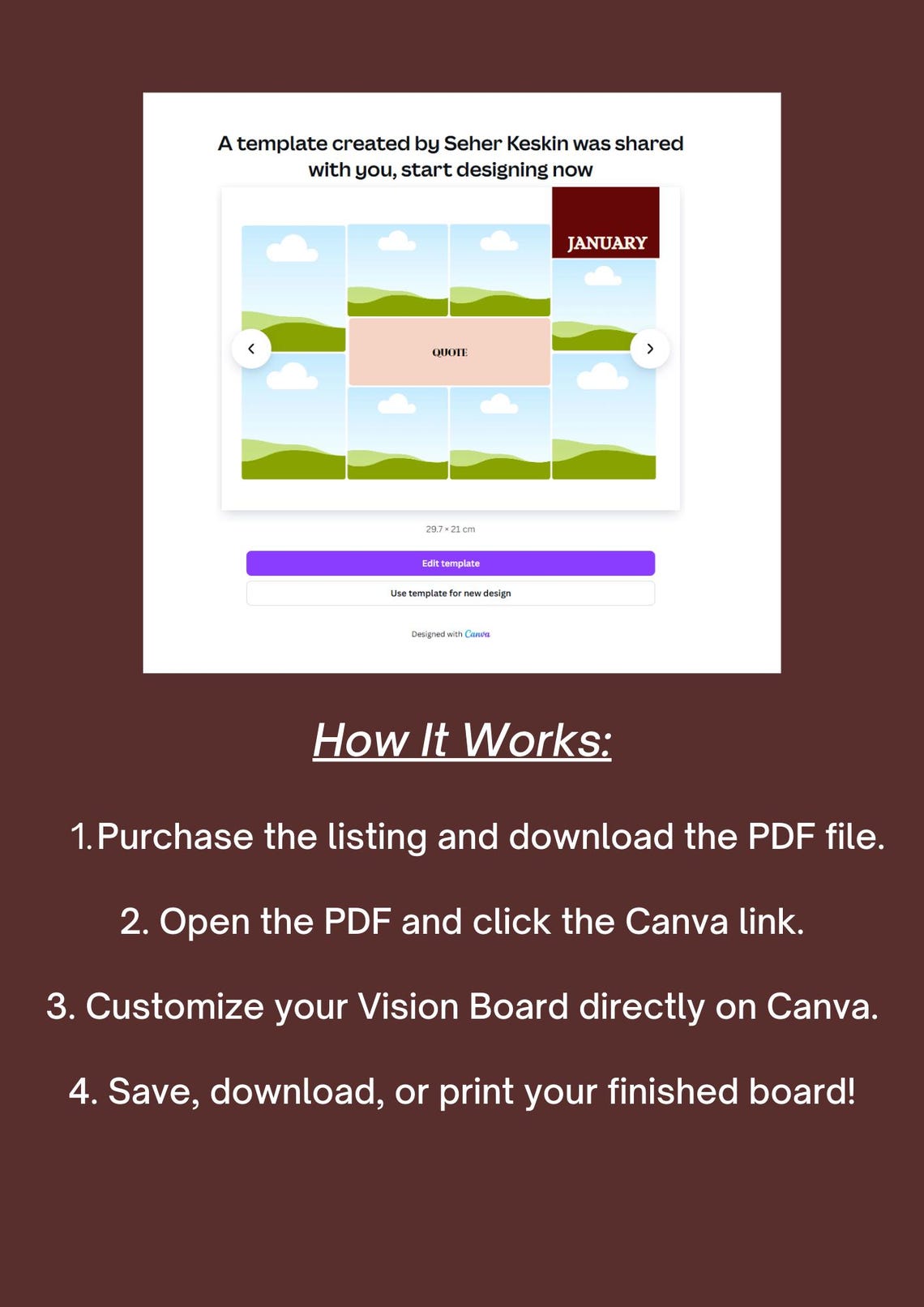 Vision Board Template Kit 2025 Yearly & Monthly Goal Setting Instant ...